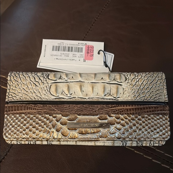 Brahmin | Accessories | Brahmin Cream And Brown Key Card Holder Sleek ...